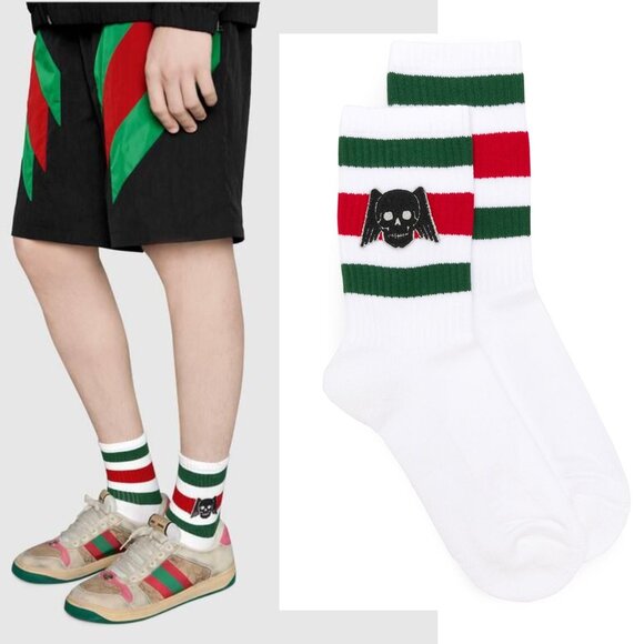 Gucci | Underwear & Socks | Gucci Socks Striped Winged Skull White ...